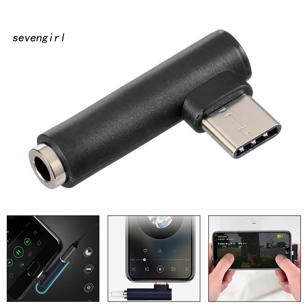 【SG】Portable L-shaped Type-C to 3.5mm Jack Audio Adapter for Mobile ...