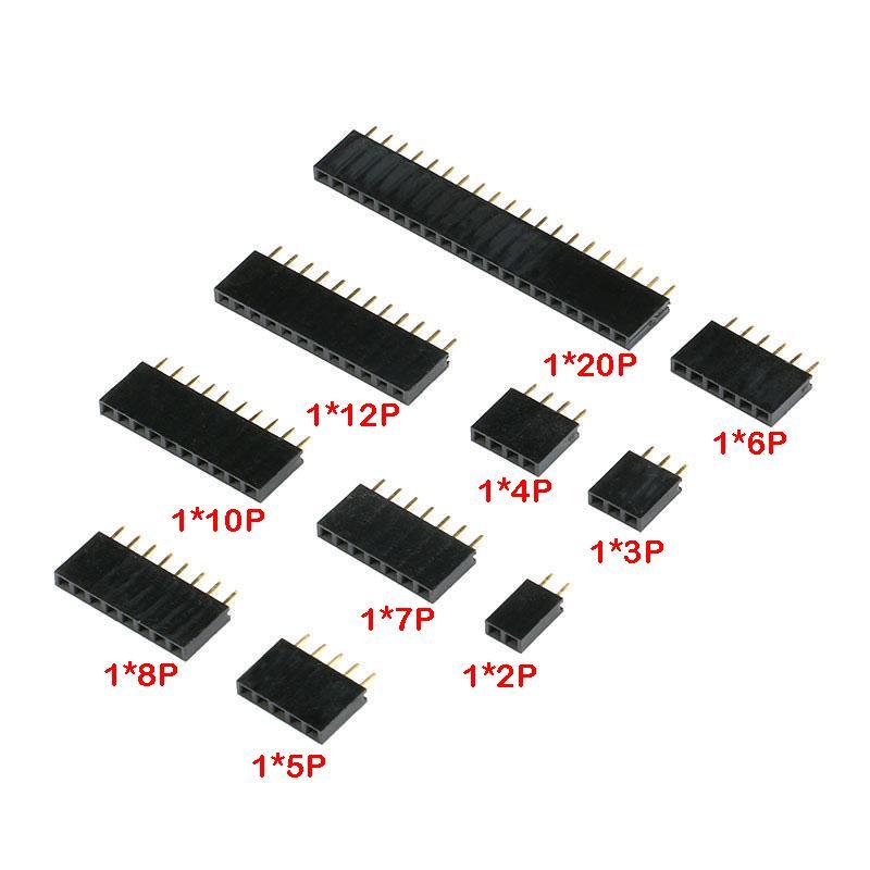50pcs/lot 2.54mm Single Row Female PCB Stright Pitch Connector 2P 3P 4P 5P 6P 7P 8P 10P 12P 16P ...