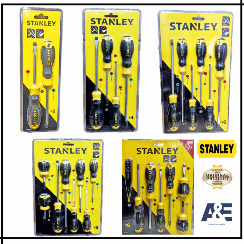 Stanley Cushion Grip Screwdriver Set 2, 4, 6, 6pcs w/ tester, 8 Pcs Set ...