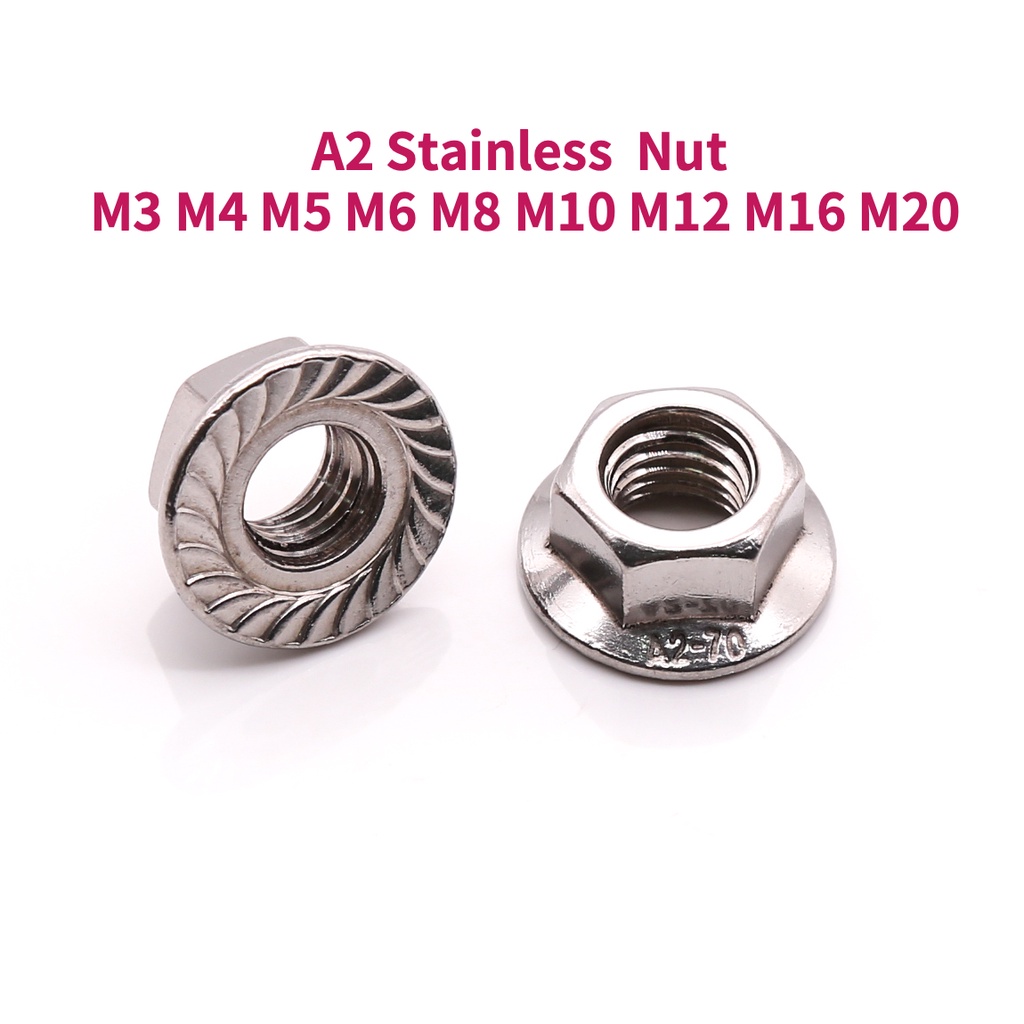 Serrated Flange Lock Nuts A2 Stainless Hex Nut M3 M4 M5 M6 M8 M10 M12 ...