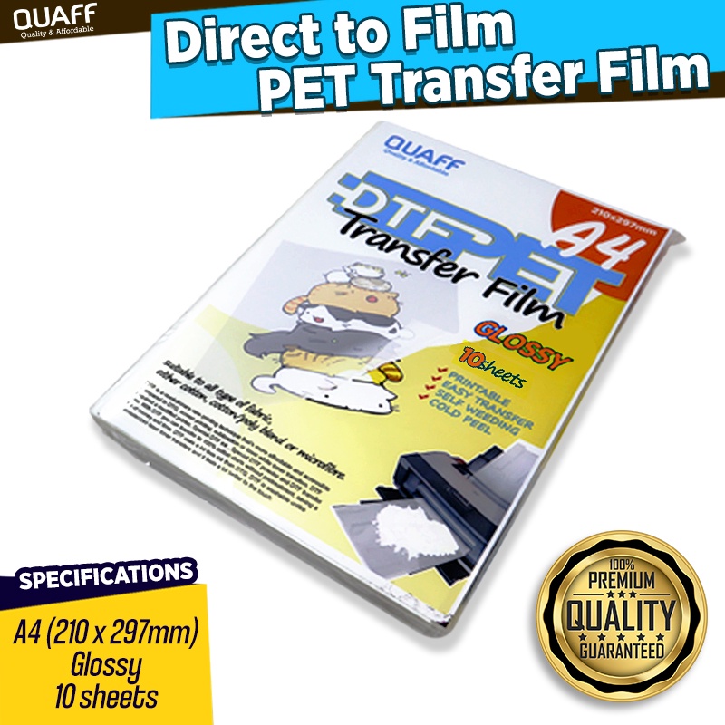 10 sheets - QUAFF DTF Direct To Film Pet Transfer Glossy A4 and A3 Size ...