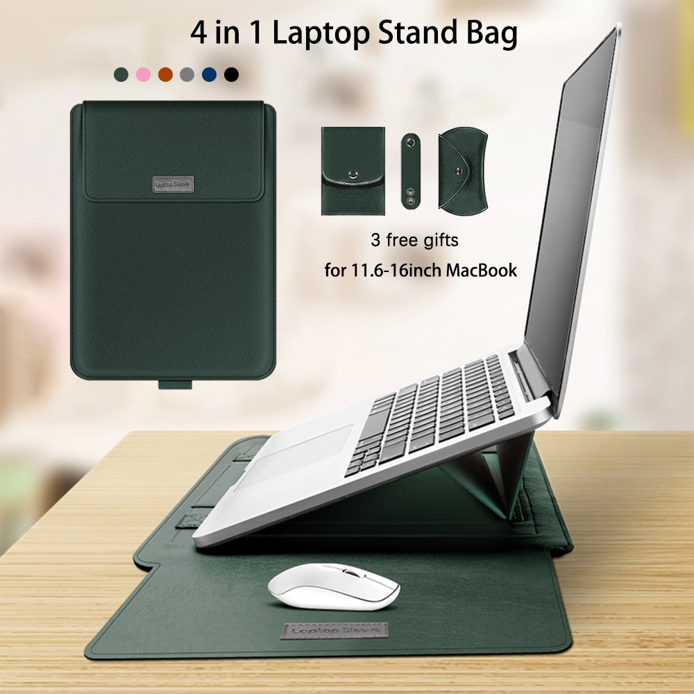 4 in 1 Set Laptop Stand liner Bag Leather Latop Case with Holder ...