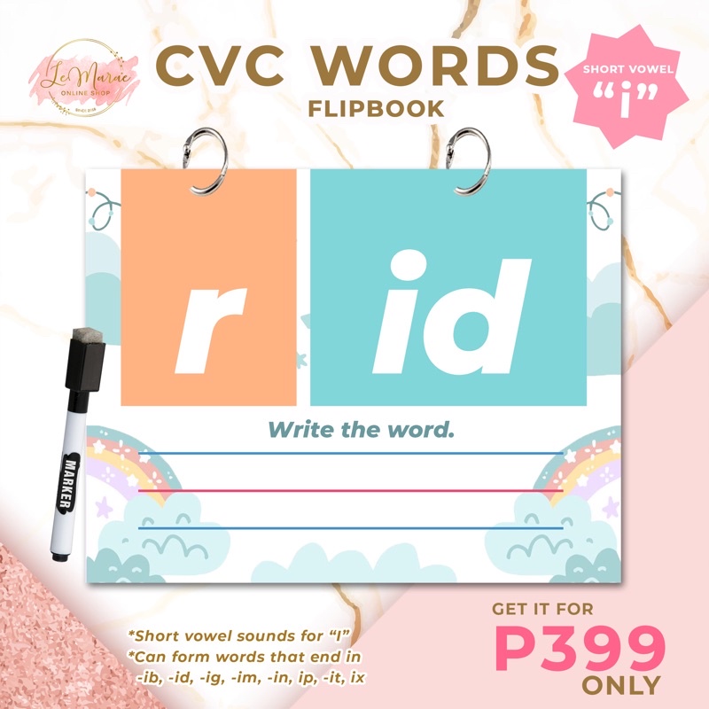 Le Marae Shop - Flipbooks CVC SHORT VOWEL (i) | Shopee Philippines