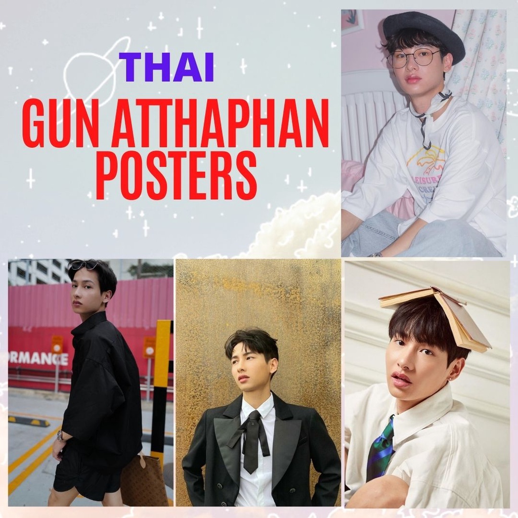 GUN ATTHAPHAN Thai Drama Actor Posters (A4 & A3 Size) Water-Resistant ...
