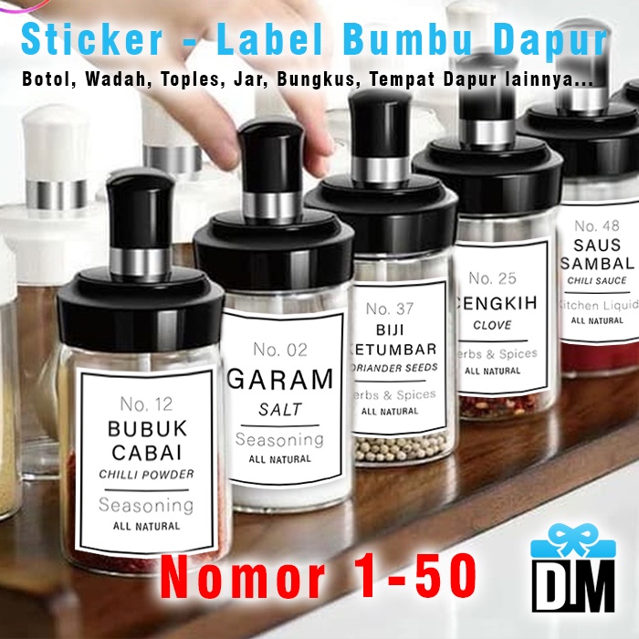 Simple Aesthetic English Indo Kitchen Spice Label Stickers get many ...