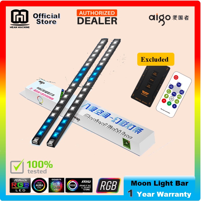 Aigo RGB Stripe Moon Light Bar 30cm Twin Pack Magnetic RGB Stripe ...