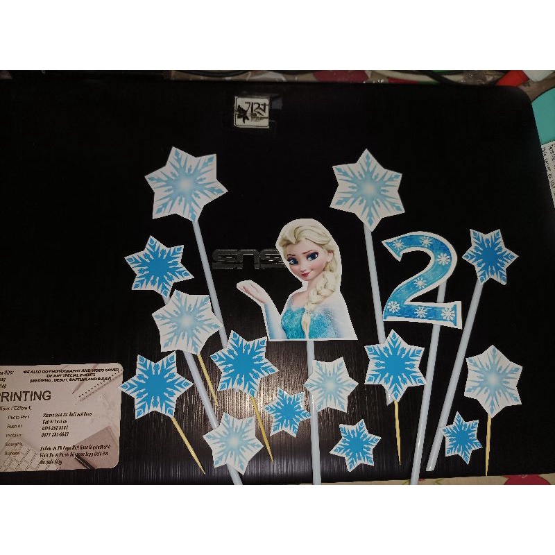 customized photo Printed frozen Elsa and snowflakes cake toppers ...