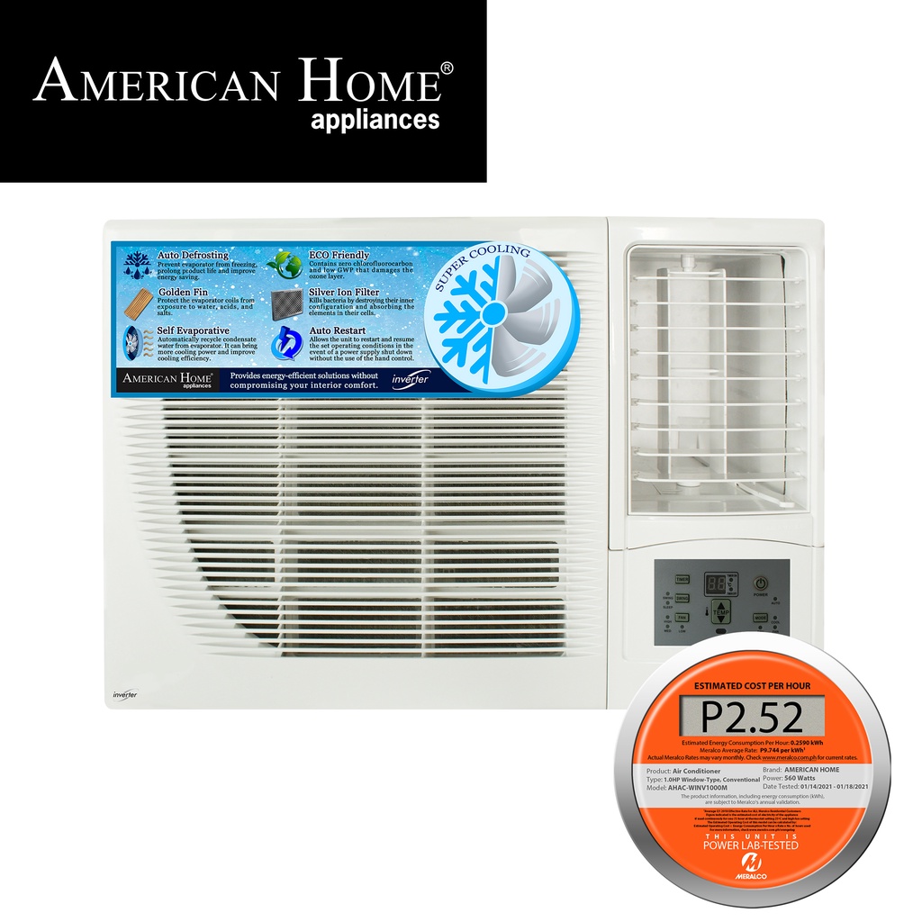 American Home AHAC-WINV1000M 1HP WINDOW TYPE INVERTER | Shopee Philippines