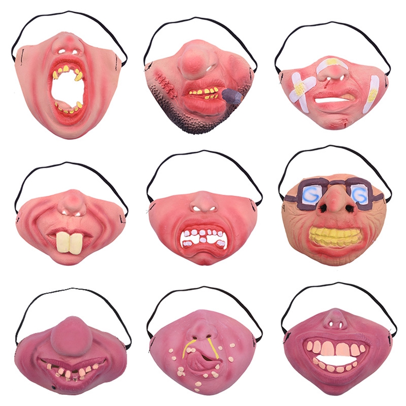 Half Face Comedy Funny People Face Mask Stag Hen Latex Party Masks ...