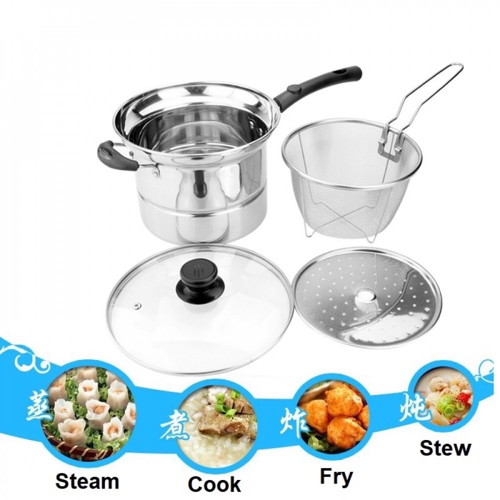 Stainless Steel Multifunction Noodles Cooking Pot Small Frying Pan ...