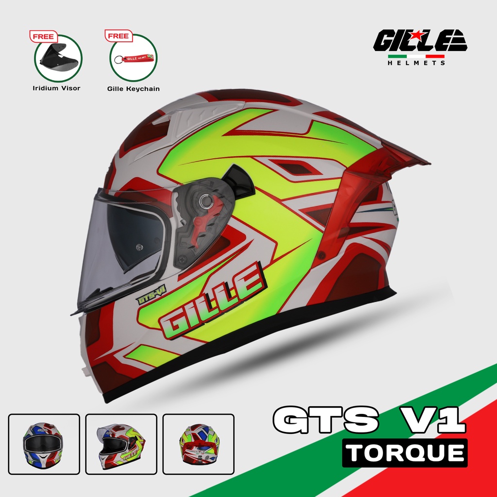 Gille Helmet 135 GTS V1 TORQUE Motorcycle Helmet Full Face Dual Visor ...
