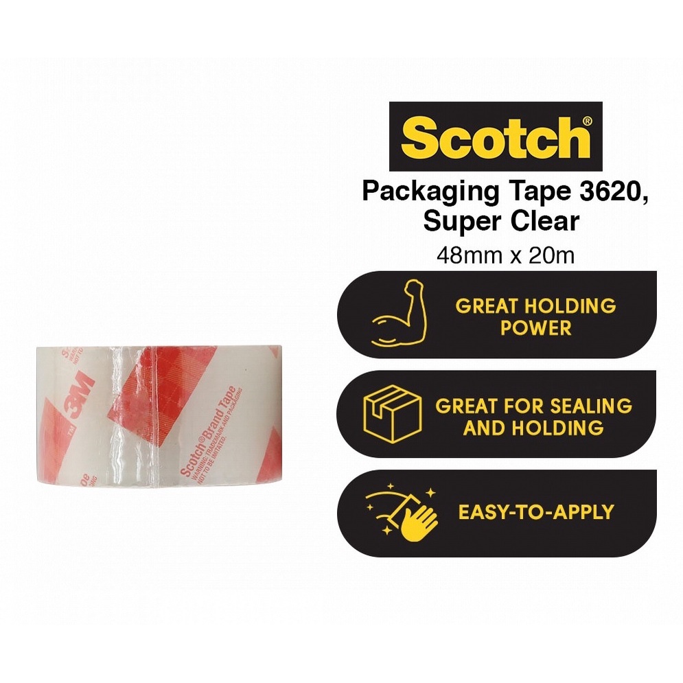 3M Scotch Packaging Tape 3620, Super Clear, 48mmx20m | Shopee Philippines