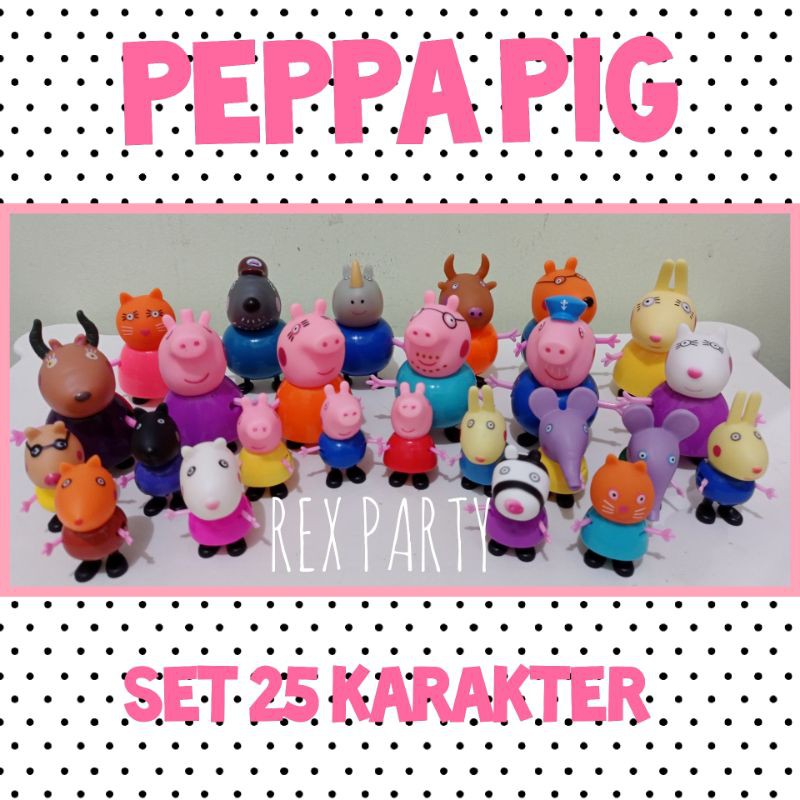 Peppa Pig Figure Set contains 25 pcs/Pepa Pig Cake Topper/Popa Pig Toy ...