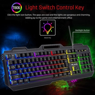 K806 Metal Lron Plate Mechanical Feel Game Keyboard Wired Colorful Luminous Suspended Keycap ...