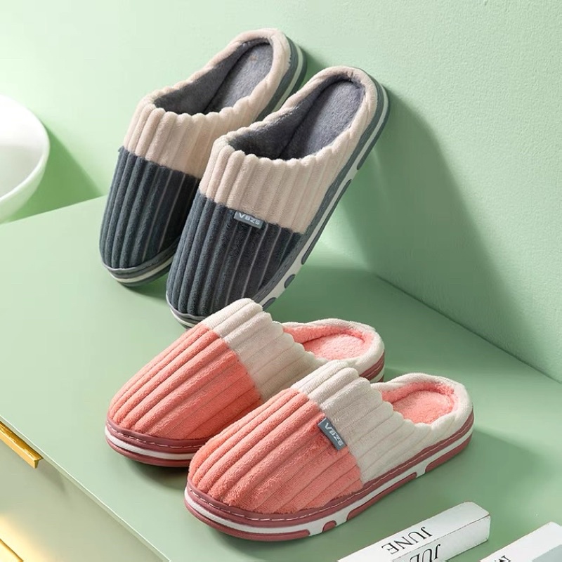 Corduroy cloth stitching slippers warm cotton slippers indoor slipper ...