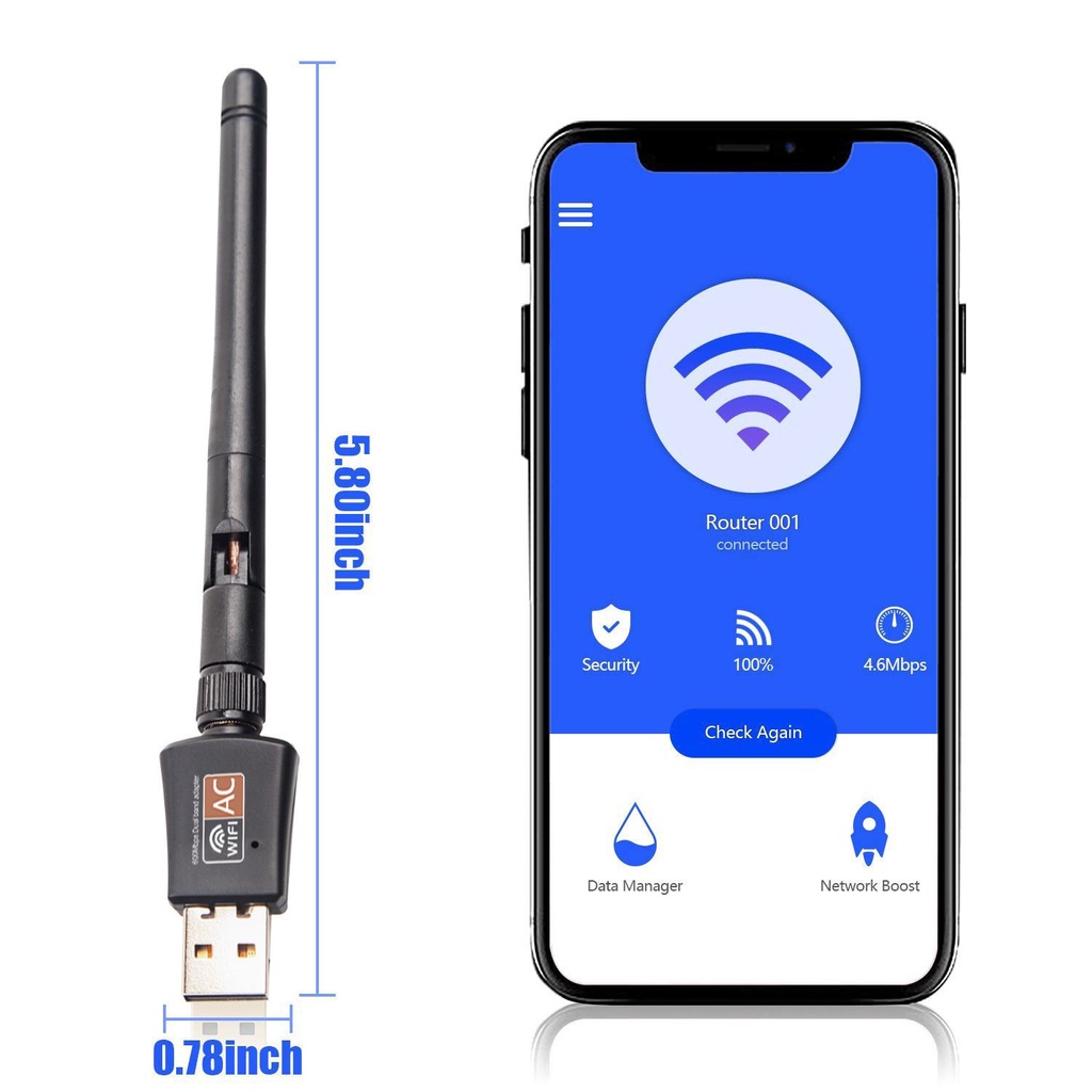 Ac600m Dual-Band Wireless Network Card WiFi Signal Receiver and Transmitter 5G Gigabit Computer ...
