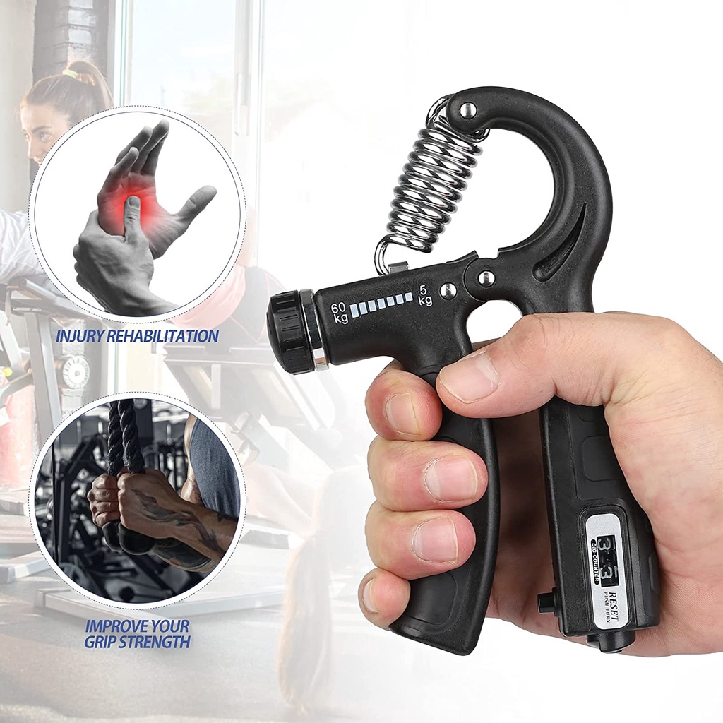 ATRONWA Gripper R-Shape Adjustable Countable Hand Grip Strength ...