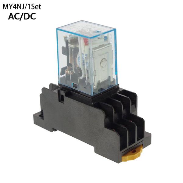 1 Set MY4NJ Small Electromagnetic Power Relay AC 12V 24V 36V 48V 110V ...