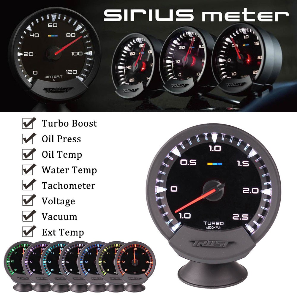 Greddy Sirius Meter Series Trust 7 Colors Water temp Oil Temp Oil Press ...