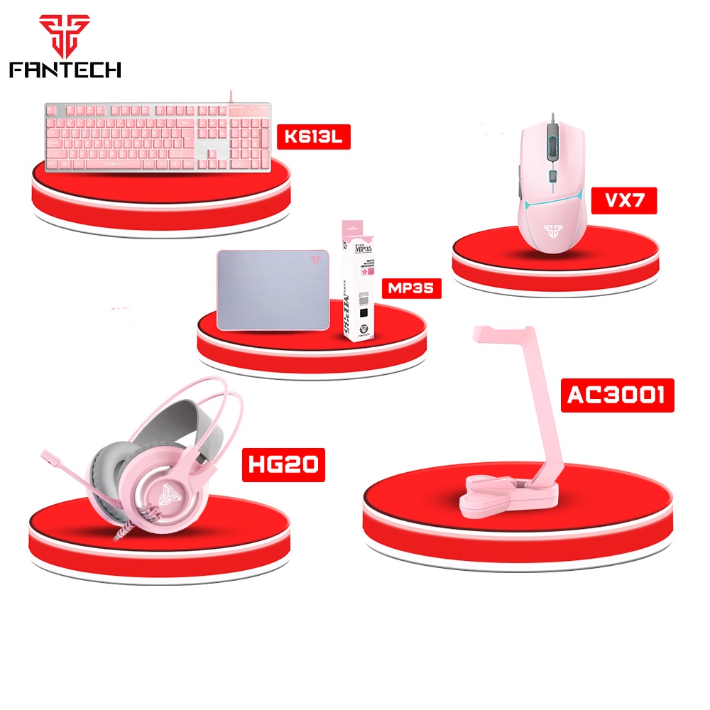 Fantech Sakura Edition 5 in 1 Keyboard, Mouse, Headphones, stand (K613L ...