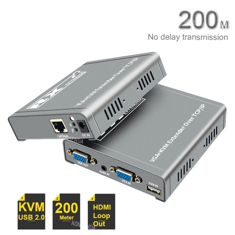 IP Network VGA KVM Extender Over IP UTP/STP RJ45 Ethernet Cat5e/6 Cable ...
