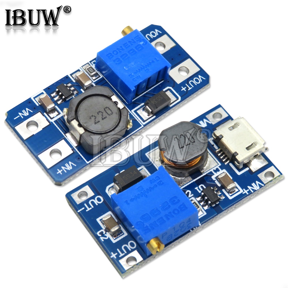 5PCS MT3608 Adjustable Boost Module 2A Boost Plate Step Up Module with MICRO USB 2V-24V to 5V 9V ...
