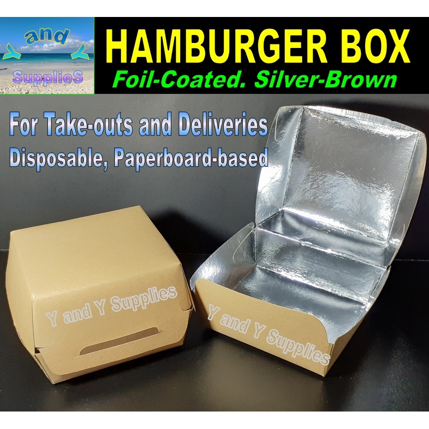 Hamburger Box, Burger Box, Foil-Coated, Silver-Brown, 600 Pieces ...