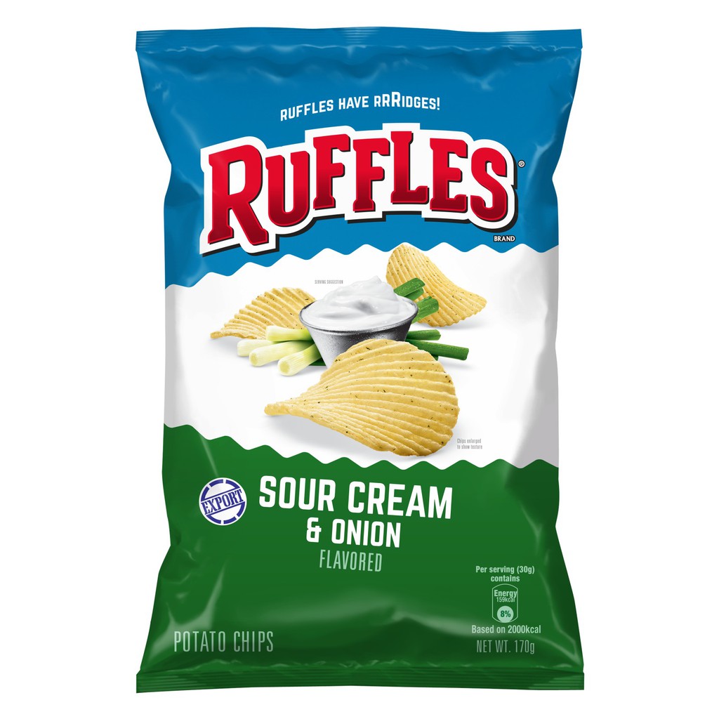 Ruffles Sour Cream & Onion Potato Chips 170g | Shopee Philippines