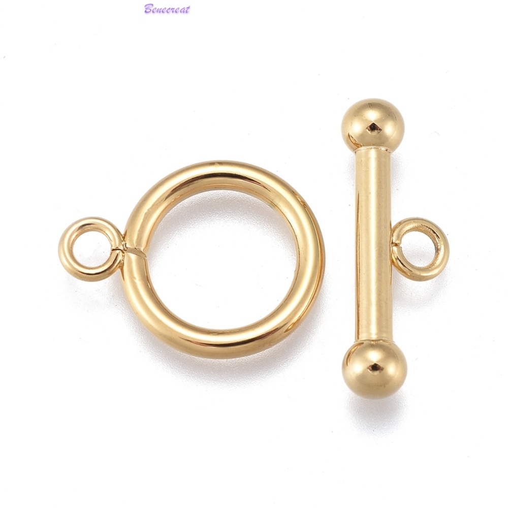 Benecreat 10-200 Set 304 Stainless Steel Toggle Clasps Ring Golden Ring ...