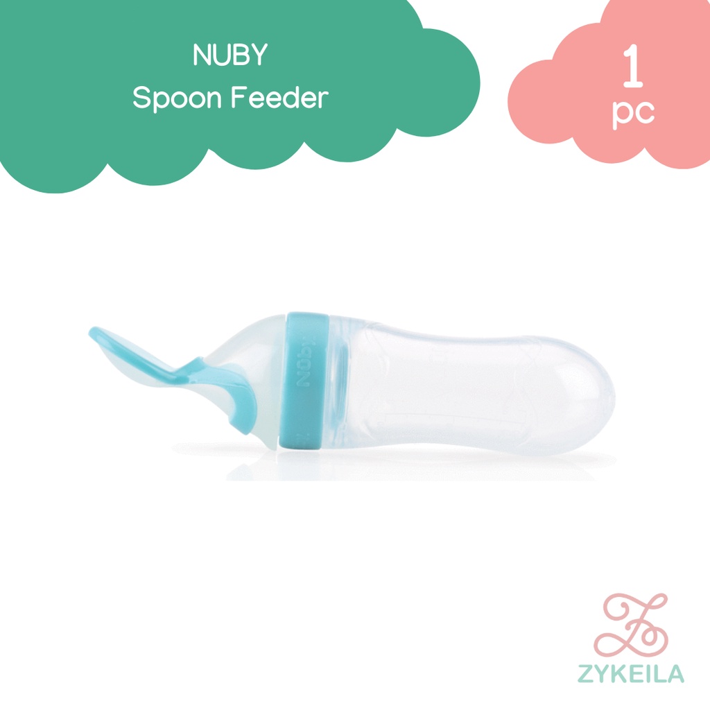 Nuby Baby Food Silicone Squeeze Baby Feeder with Spoon and Hygienic Cover | Shopee Philippines
