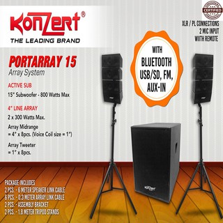 Konzert Portarray 15 8pcs 4 inch Linear Array 15 Subwoofer with BT, USB ...