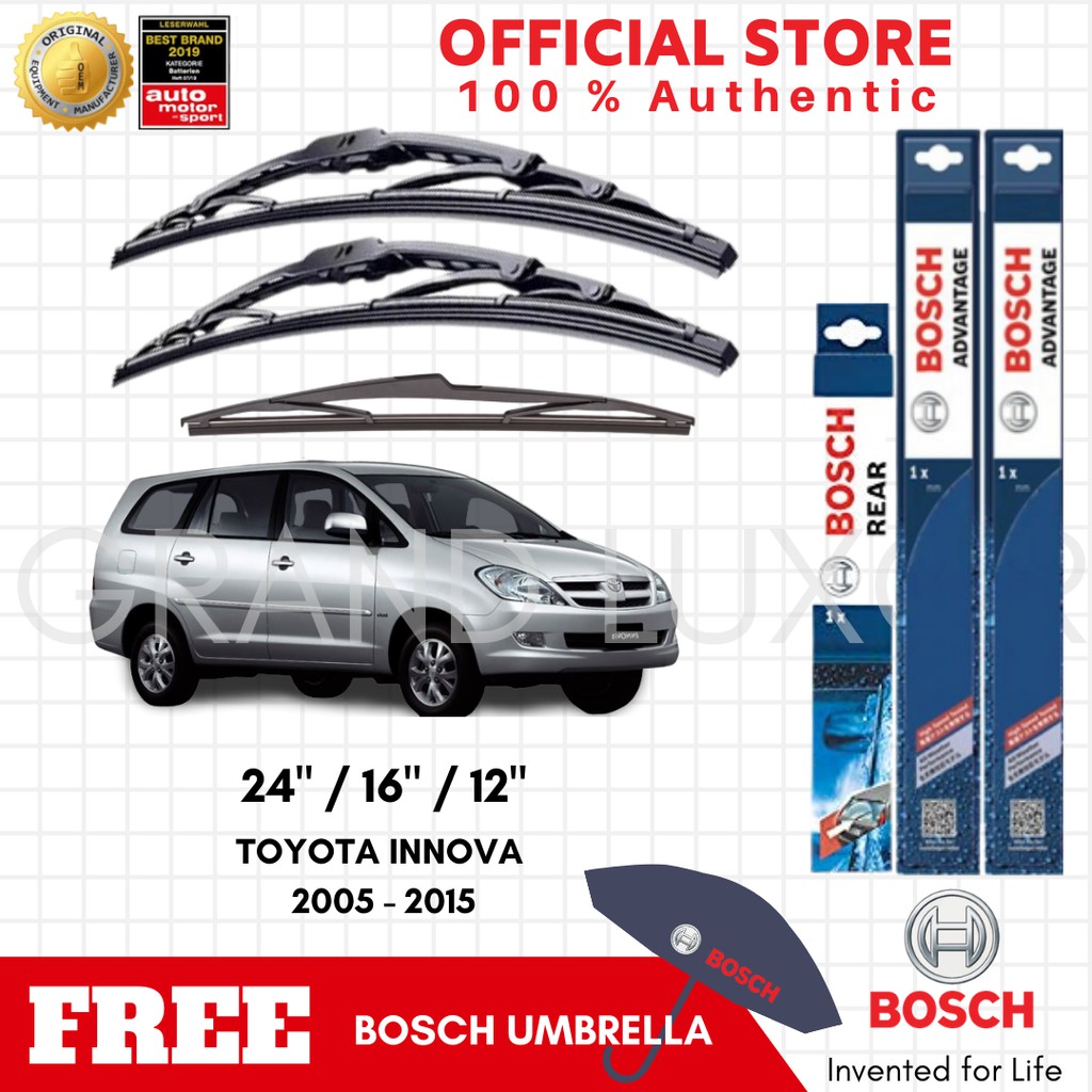 Bosch Advantage Wiper Blade Bundle for Toyota Innova 2005 - 2015 (24 ...