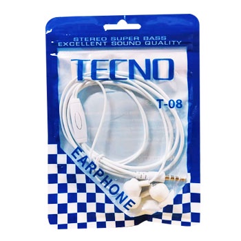 Tecno T-08 Earphone Headset Universal Stereo With Mic | Shopee Philippines