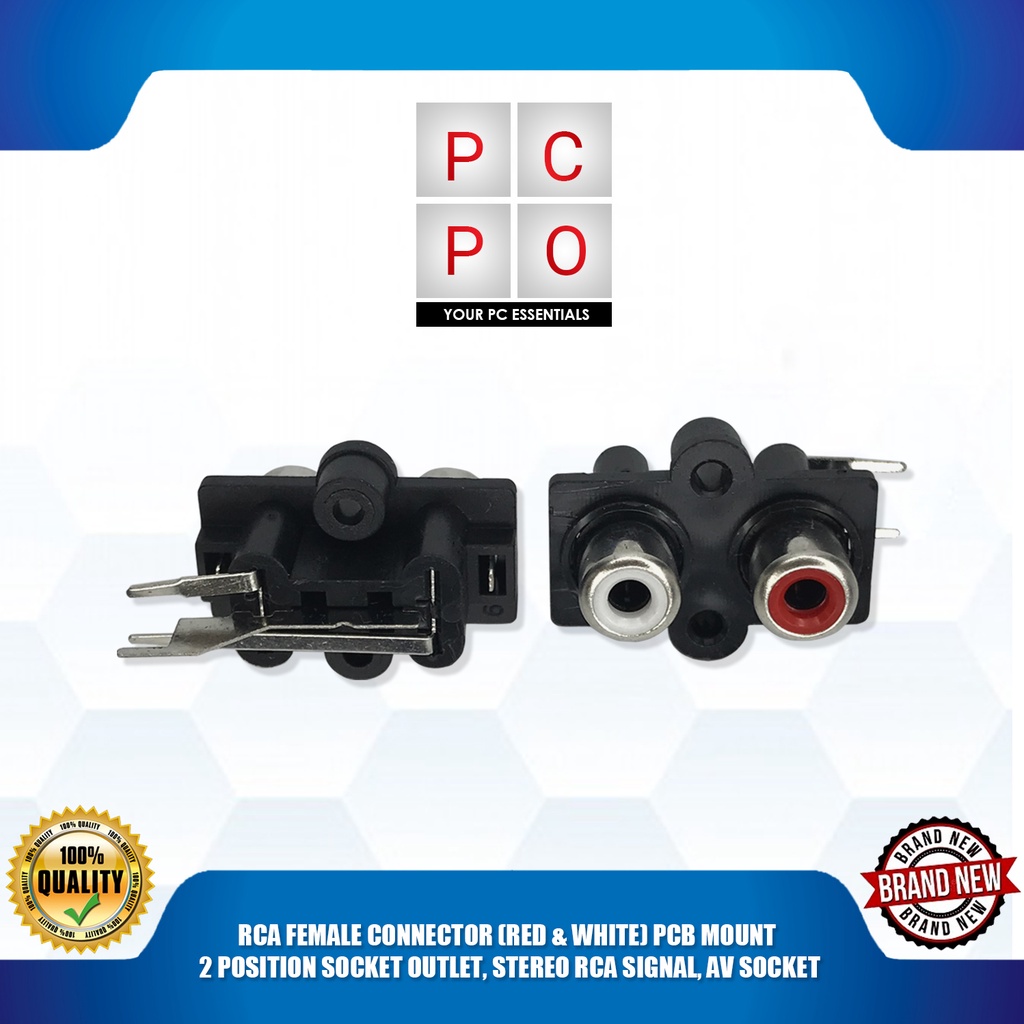 RCA FEMALE CONNECTOR (RED & WHITE), PCB MOUNT 2 POSITION SOCKET OUTLET ...