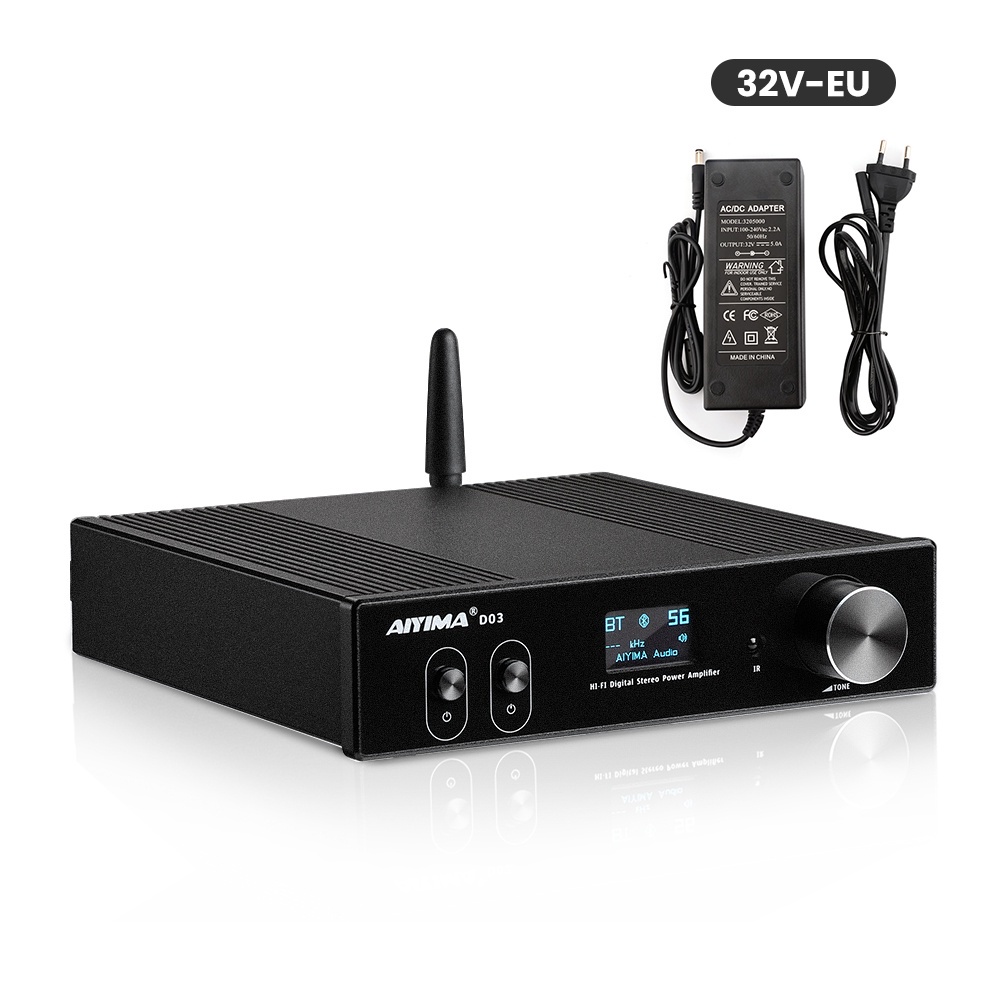 AIYIMA D03 Bluetooth 5.0 Power Amplifier 150 Watt x 2 Stereo HiFi 2.1 CH Digital Sound ...