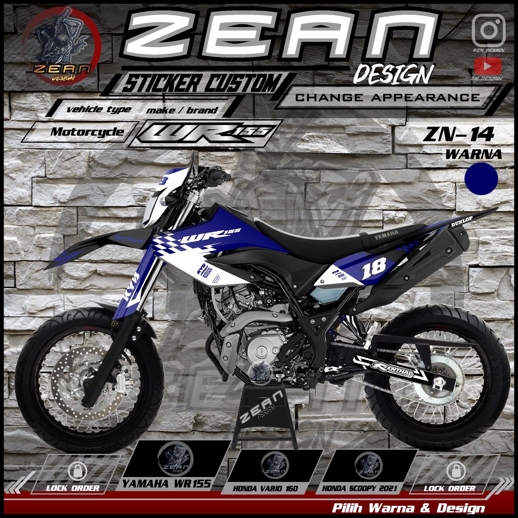 Decal Sticker Motorcycle Cross Yamaha WR155 Fullbody - Dekal Sticker WR ...