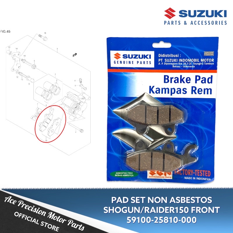 SGP FRONT BRAKE DISC PAD SHOGUN/RAIDER150 59100-25810-000 GENUINE ...