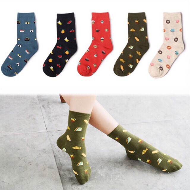 Korean Iconic Socks Food Watermelon Sushi Donut Mid Cut | Shopee ...