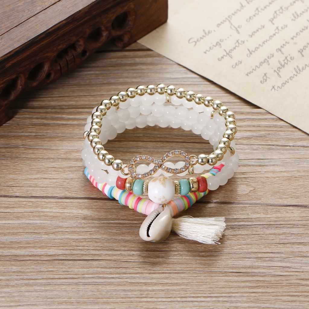 4 Pcs/Set Layered Colorful Africa Beads Bracelets Set For Women Ethnic ...