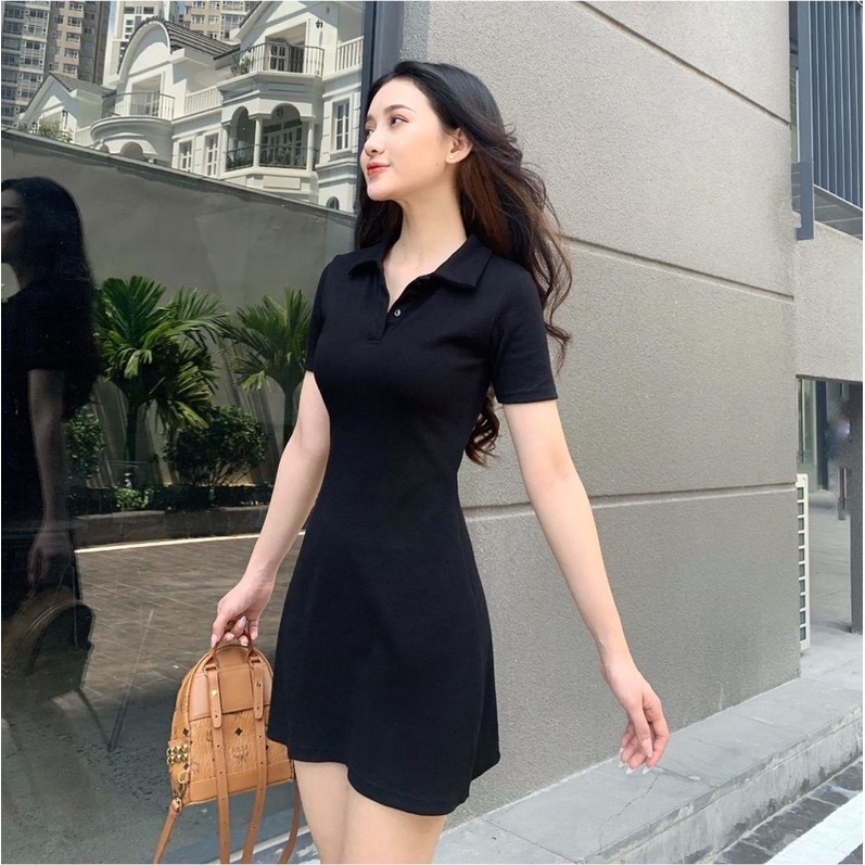 Polo dress - Dynamic style black polo neck dress | Shopee Philippines