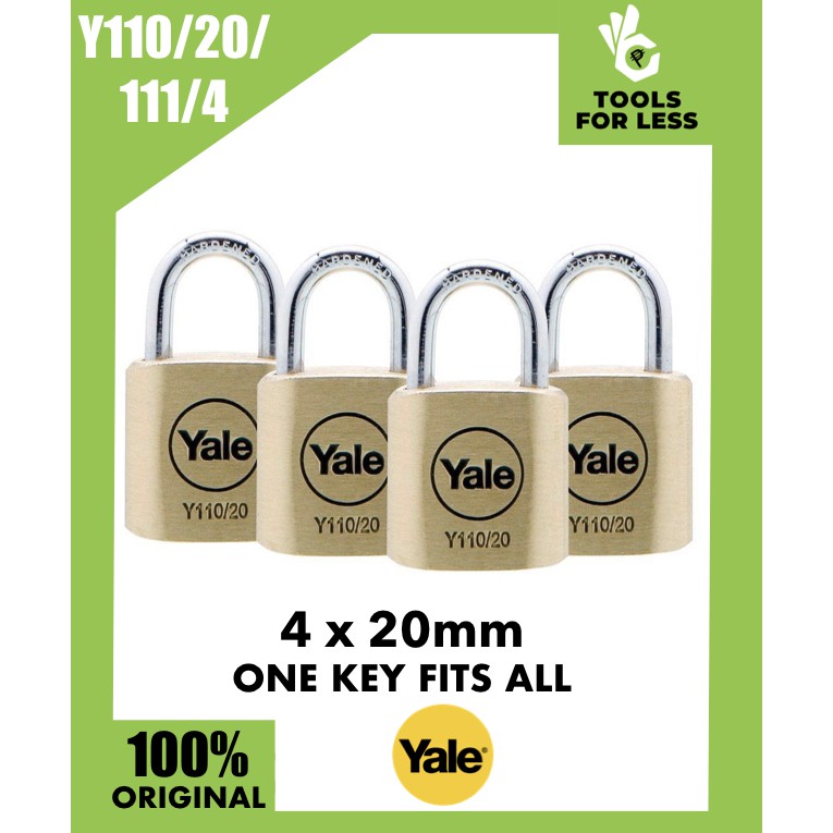 Yale Y110 Series 4 pcs. Keyed-Alike Brass Padlock Available in 20mm ...
