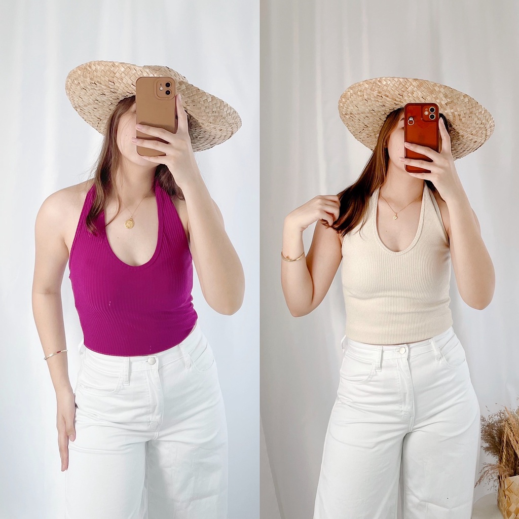 ESSENTIELMANILA Raw Hem Backless Ribbed Top (Premium Fabric) EM94 ...
