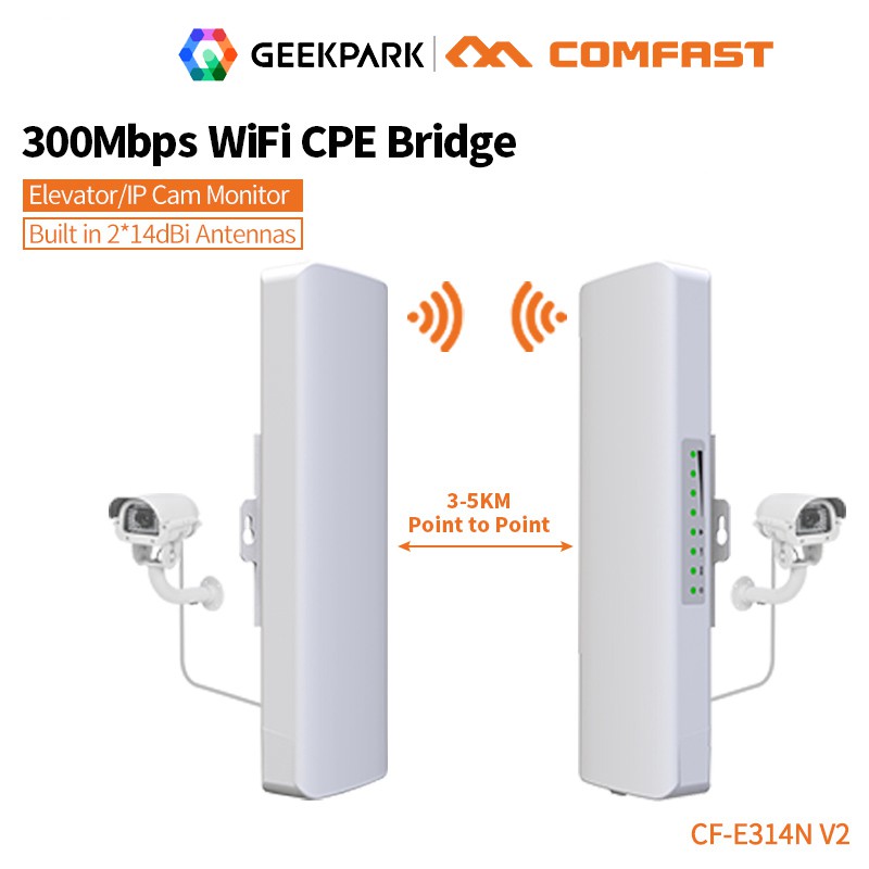 Comfast 300Mbps Outdoor CPE 2.4G Wi-Fi Access Point Wireless Bridge 1 ...