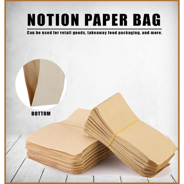 (100pcs/50pcs) Plain "FLAT" kraft brown paper notion bag Brown Kraft ...