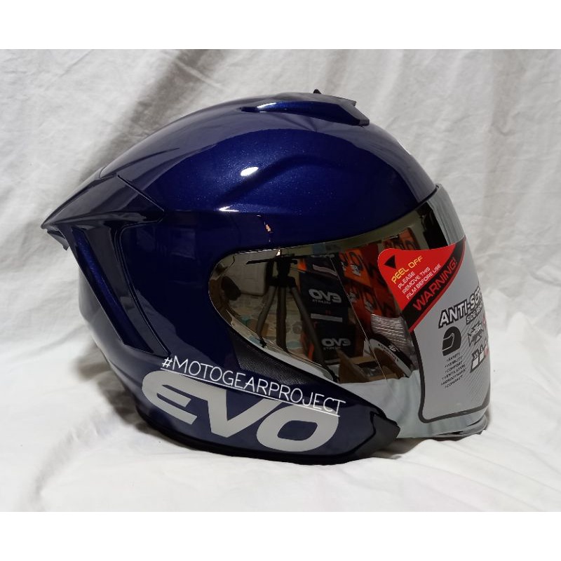 EVO RX-5 Dark Blue Half Face Dual Visor Helmet | Shopee Philippines