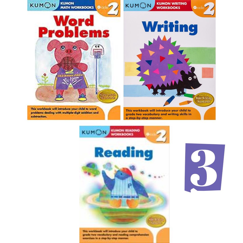 Kumon Grade 2 (3 books) Reading / Writing / Word Problems | Shopee ...