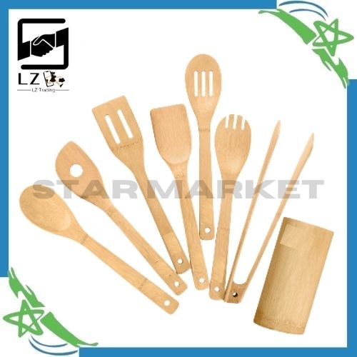 8pcs Kitchenware Eco Friendly Wooden Cooking Utensils Bamboo Kitchen ...