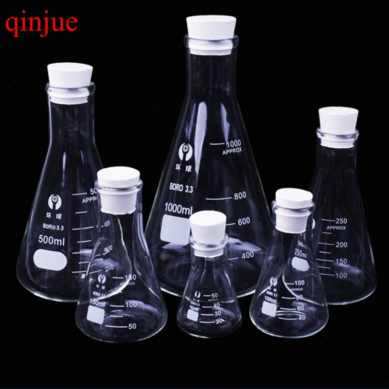 Erlenmeyer Borosilicate Glass Flask Narrow Neck Conical Triangular ...
