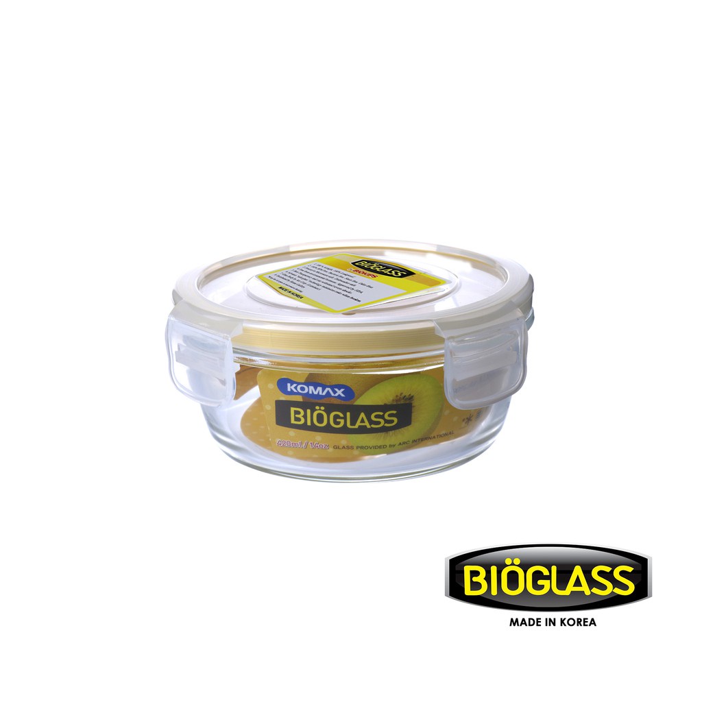 Bioglass Round Food Keeper 420ml | Tempered Glass | Airtight and Liquid ...