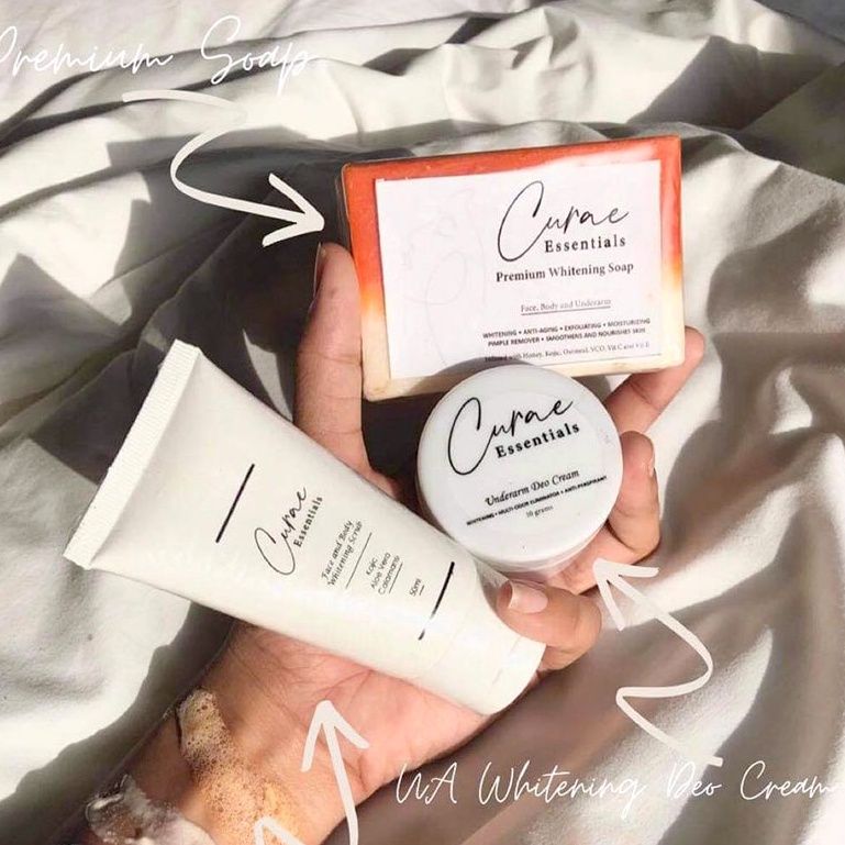 Curae Essentials Premium Whitening Set (Deo + Soap + Scrub) | Shopee ...
